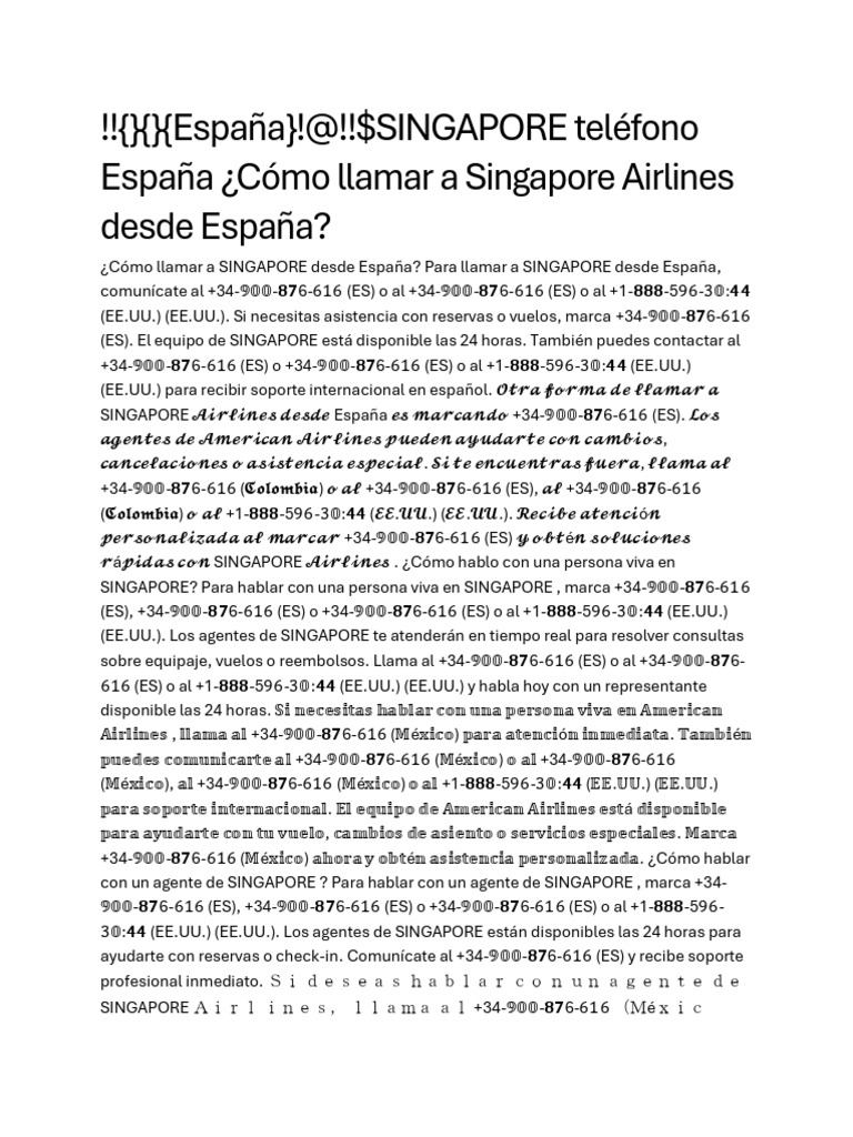 SINGAPORE teléfono España | PDF | Chat en linea