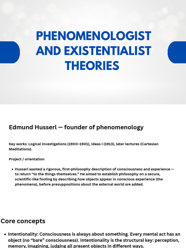 Phenomenologist and Existentialist Theories.pdf | PDF | Phenomenology ...