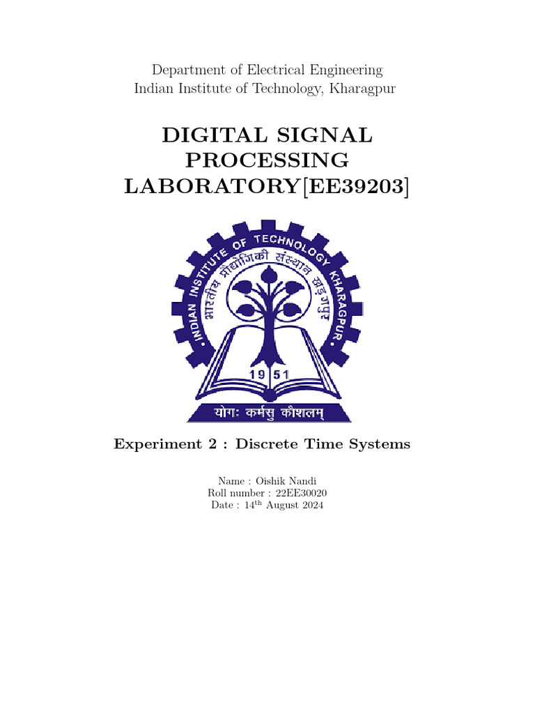 Digital Signal Processing Experiment 2 Draft | PDF | Discrete Time And Continuous Time | Mathematics