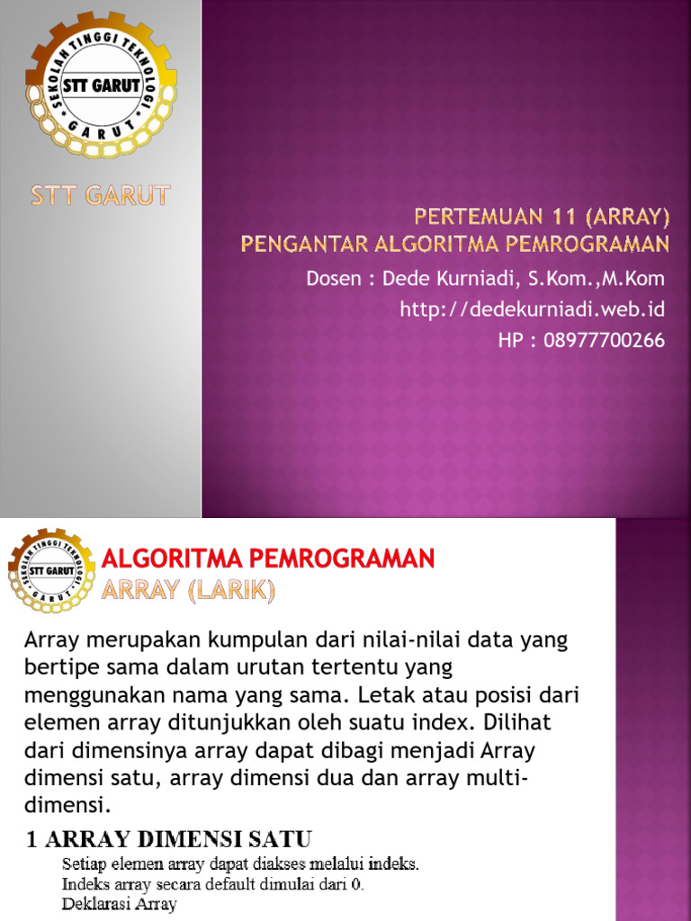 Algoritma Pemrograman 9 (Array) | PDF