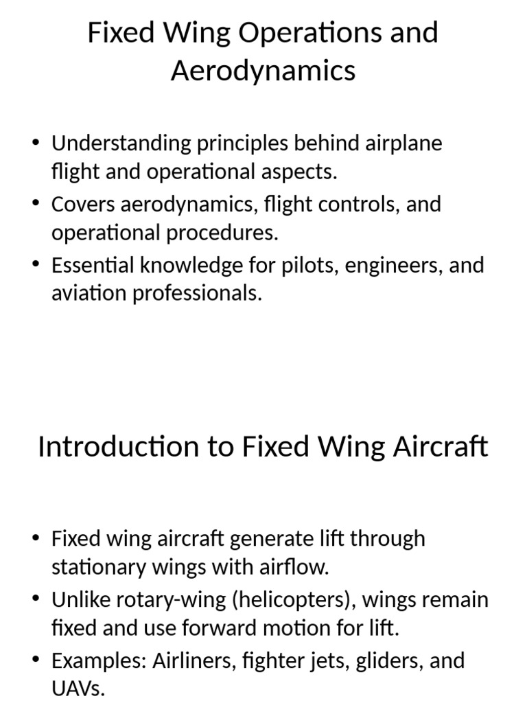 Fixed Wing Operations and Aerodynamics | PDF | Flight Control Surfaces ...