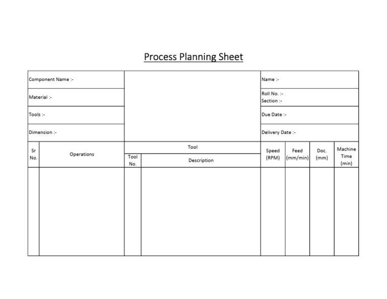 Process Planning Sheet Pdf