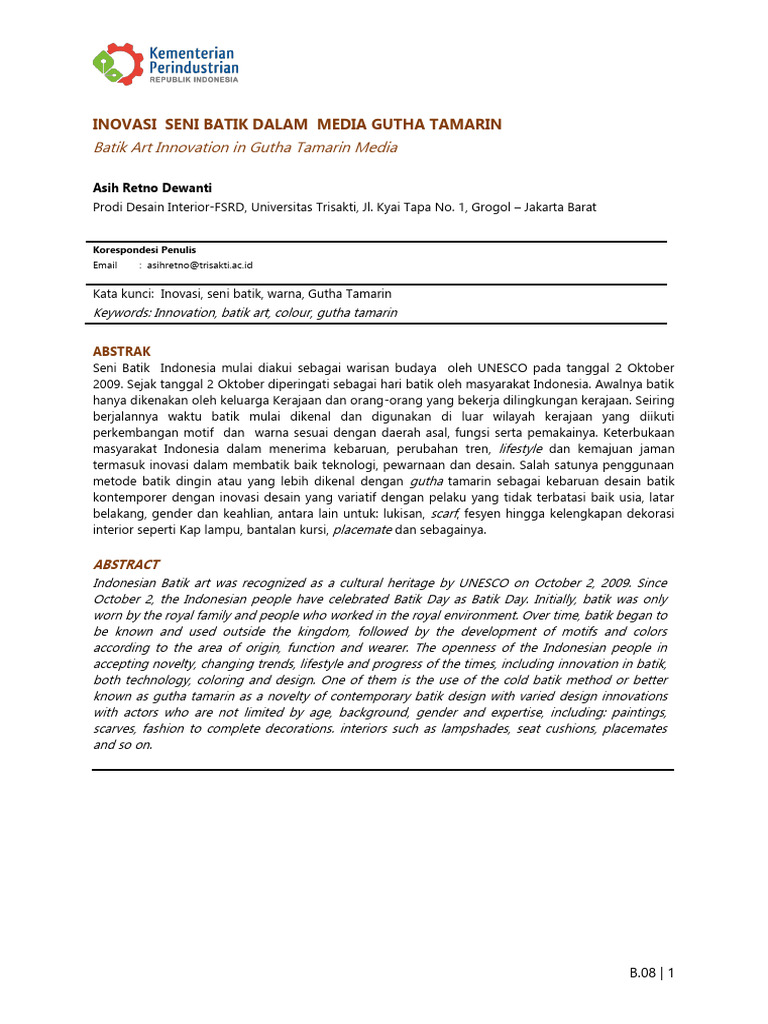 A-INOVASI SENI BATIK DALAM MEDIA GUTHA TAMARIN | PDF