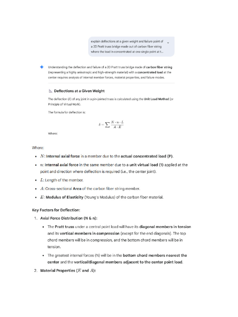 Deflections and Failure of Pratt Truss Bridge | PDF