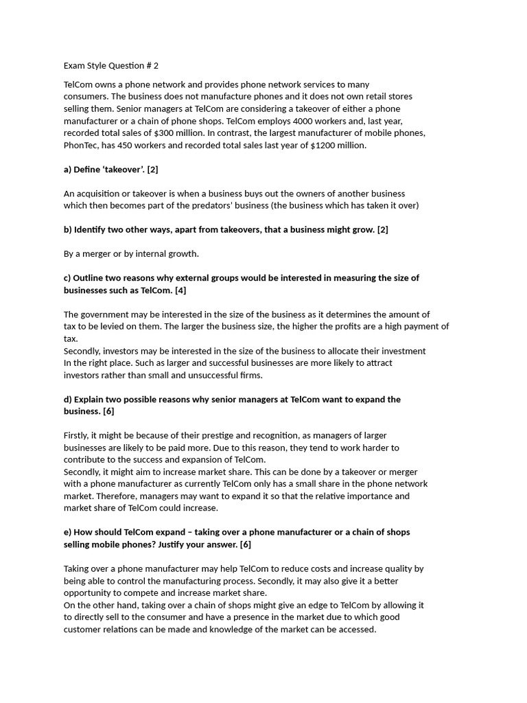 TelCom Expansion Strategies Explained | PDF | Mergers And Acquisitions ...