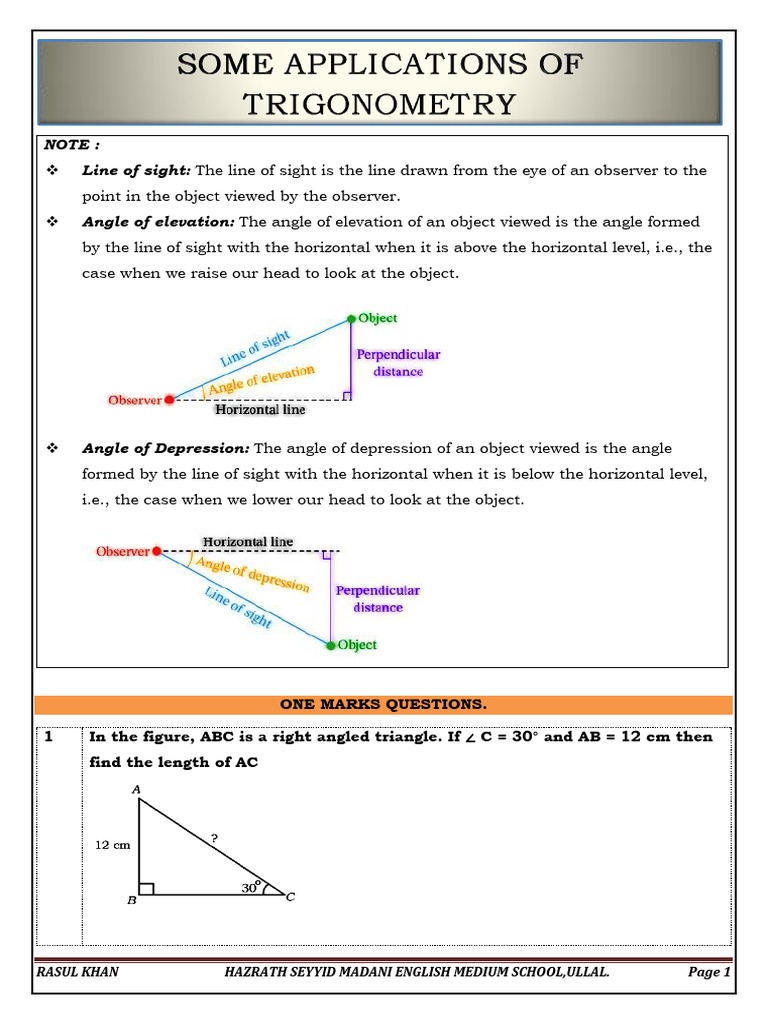Application Trigonometry | PDF | Angle | Elementary Geometry