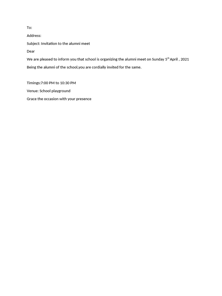 Alumni Meet Invitation - April 2021 | PDF