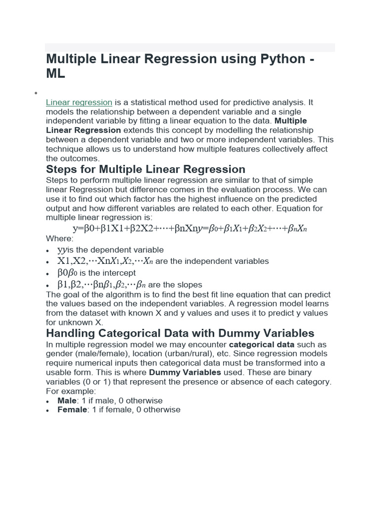 Multiple Regression | PDF | Multicollinearity | Dependent And Independent Variables