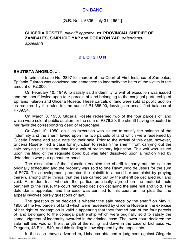 Rosete v. Provincial Sheriff of Zambales | PDF | Judgment (Law ...
