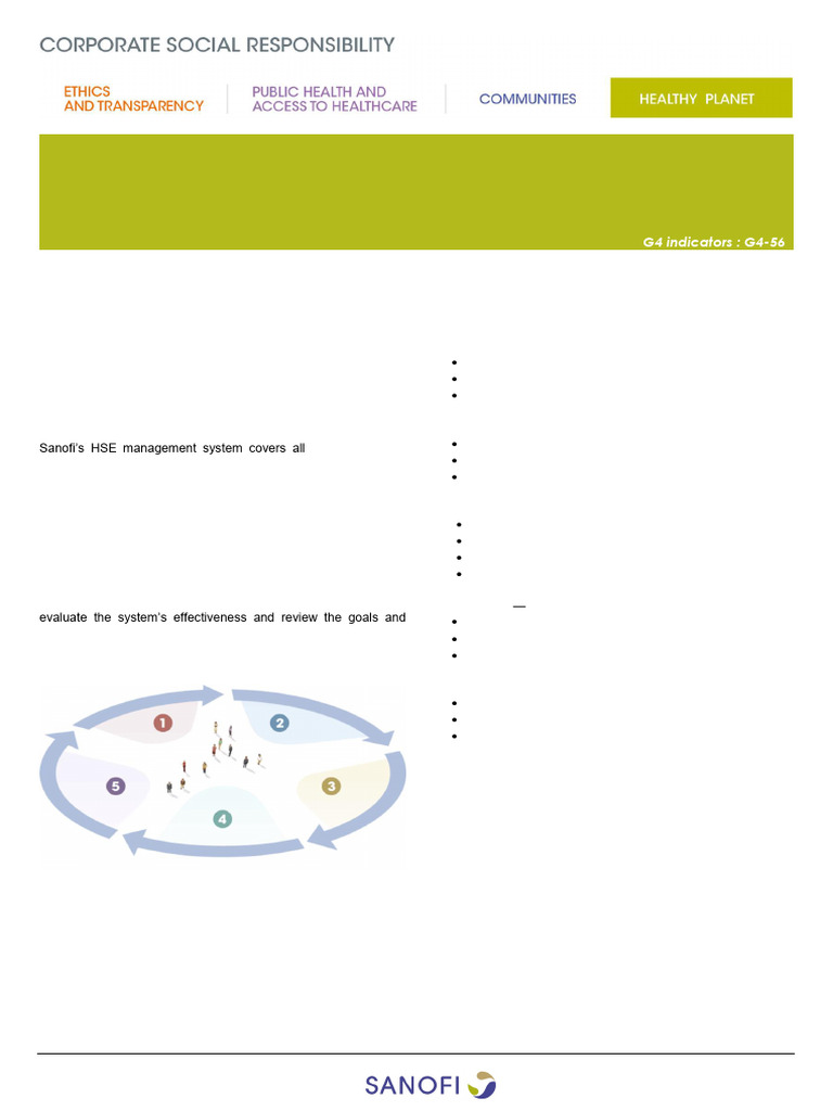 Sanofi HSE Management System Overview | PDF | Audit | Safety