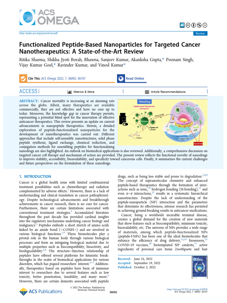 Functionalized Peptide Based Nanoparticles For Targeted Cancer ...