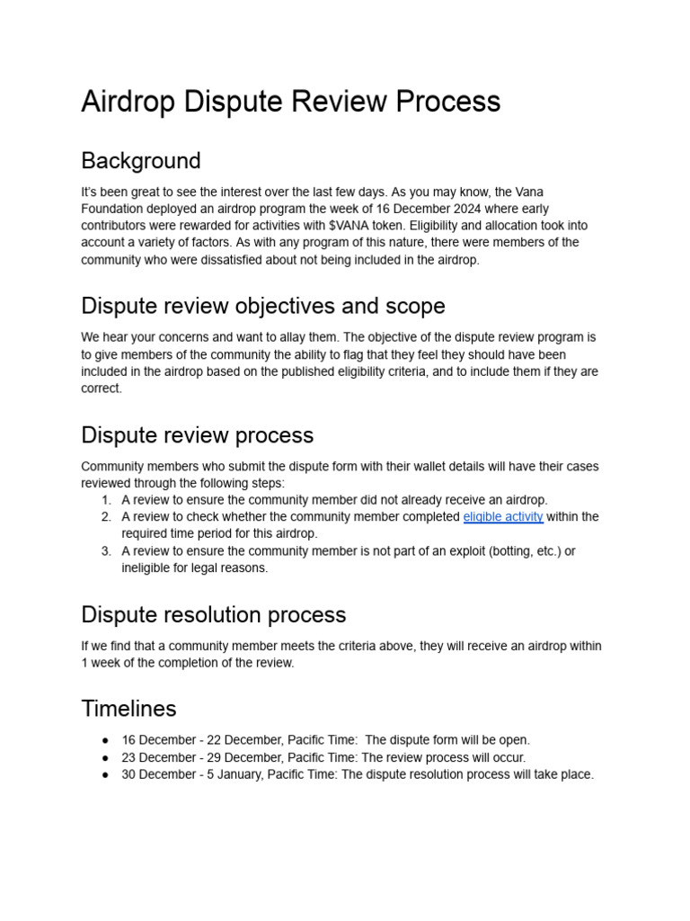 Airdrop Dispute Review Process | PDF