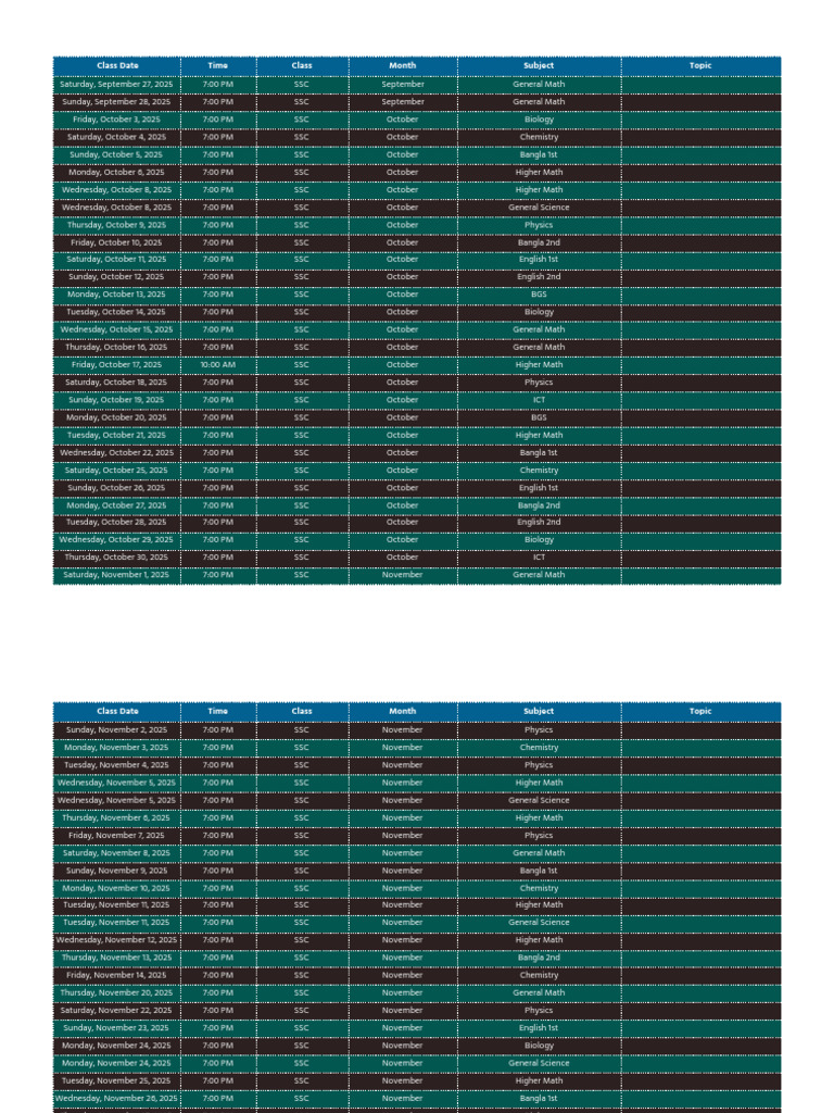 SSC Routine 2026 Bangladesh | PDF