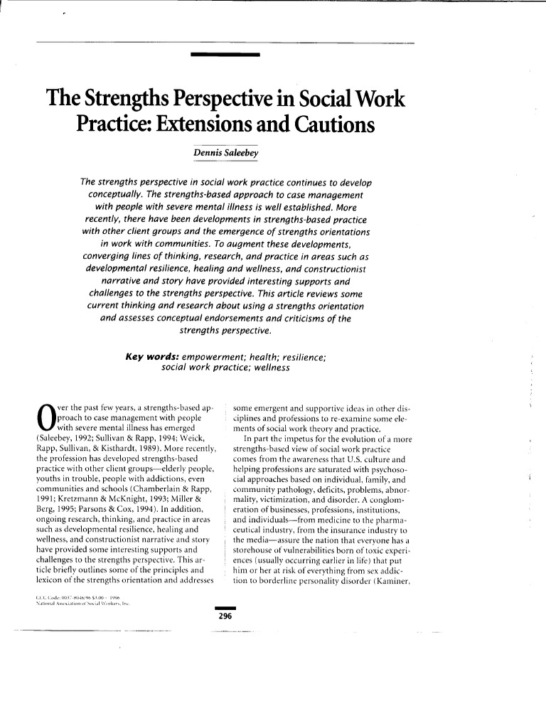 The Strengths Perspective in S | PDF