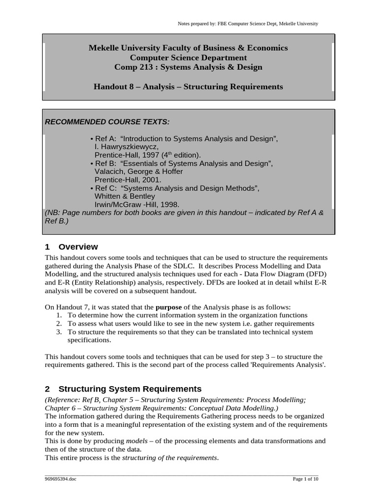 SAD Handout 8 - Analysis - Process Modelling | PDF | Computing ...