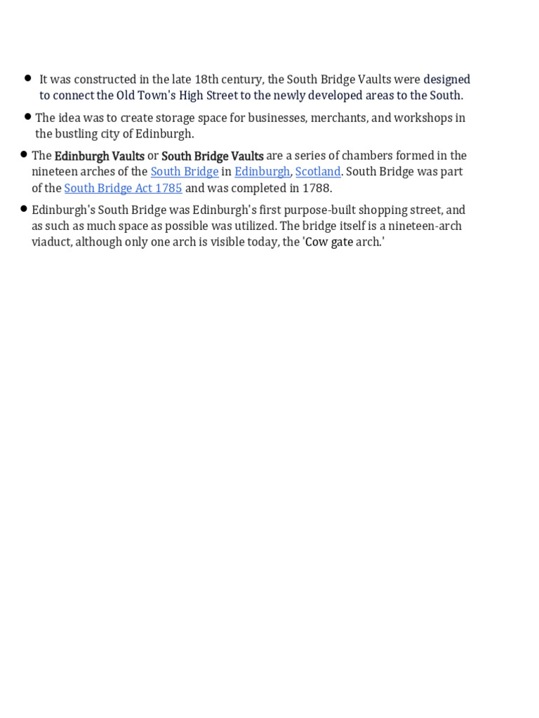 Edinburgh Vaults Overview and Diagram | PDF