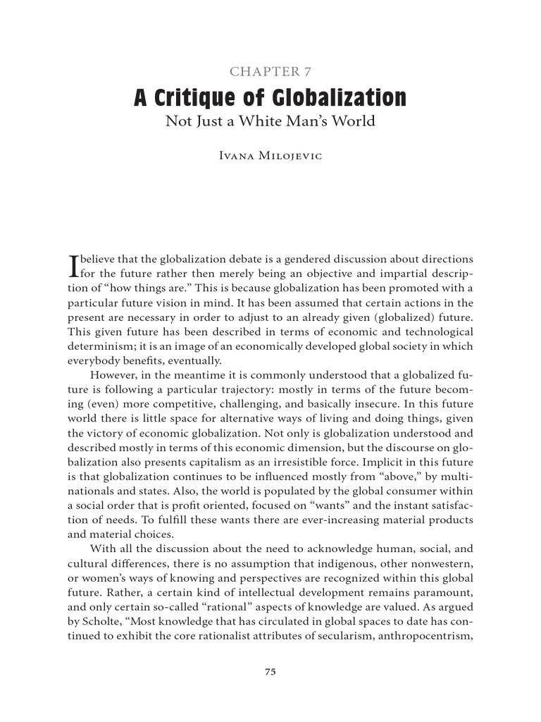 A Critique of Globalization - Not Just A White Man's World | PDF ...