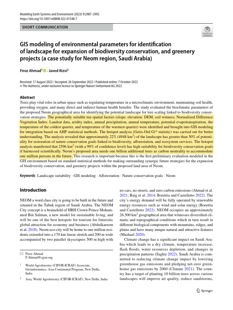 P3 2023 Firoz - GIS Modeling of Environmental Parameters | PDF ...