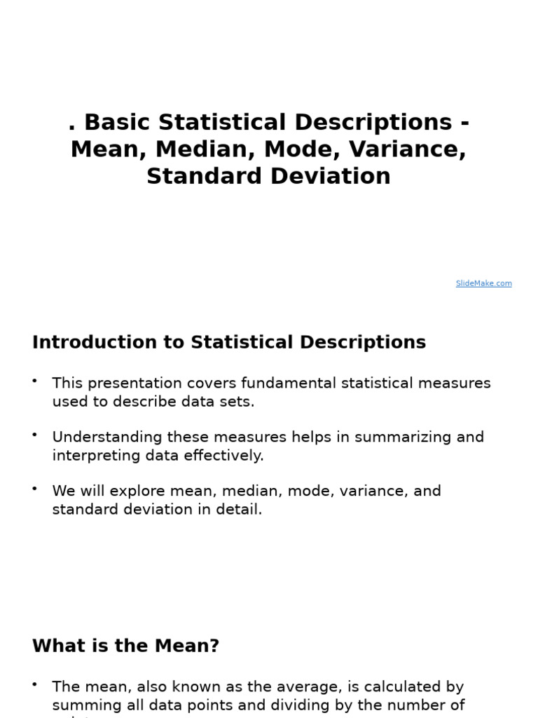 _Basic Statistical Descriptions - Mean, Median, Mode, Variance ...