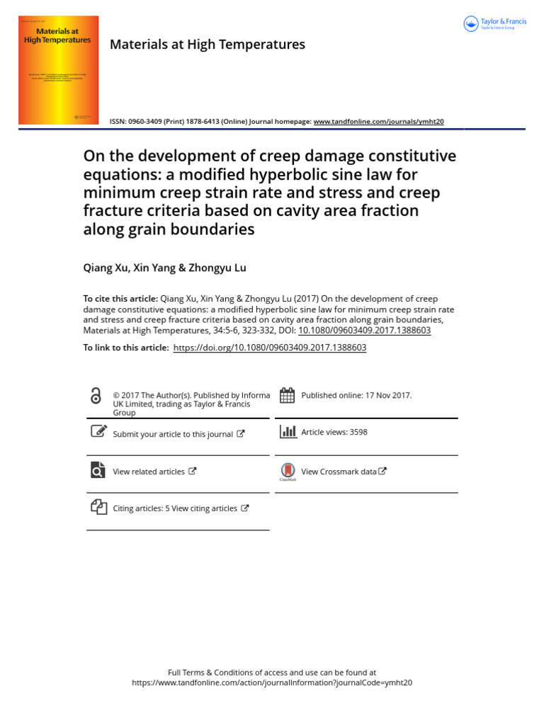 2017-Creep-Cavity-Damage and Extra | PDF | Creep (Deformation) | Fracture
