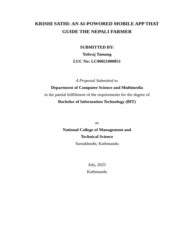 Krishi Sathi Prop-Final | PDF | Agriculture | Artificial Intelligence