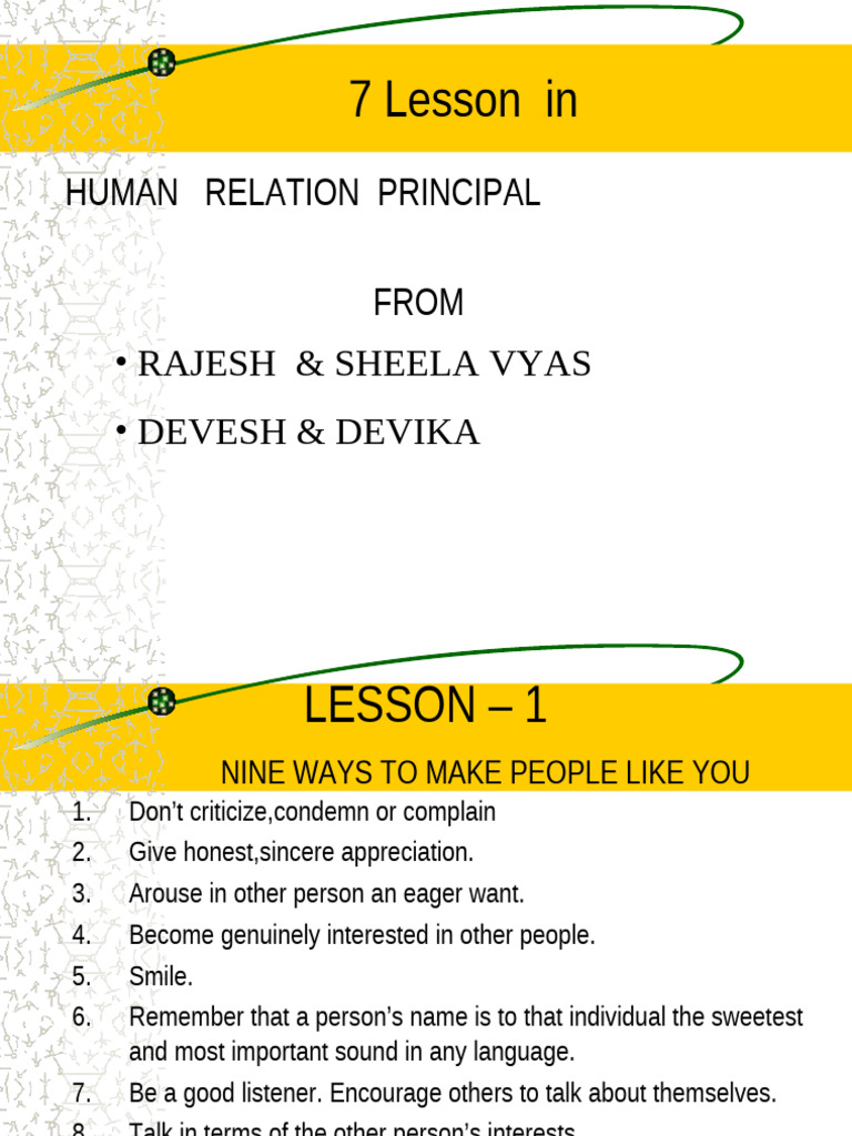 Human Relations Principles for Success | PDF