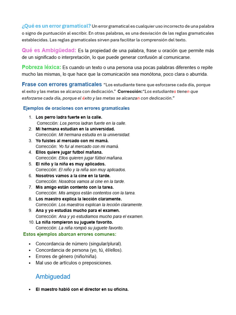 Errores gramaticales comunes y correcciones | PDF | Perros