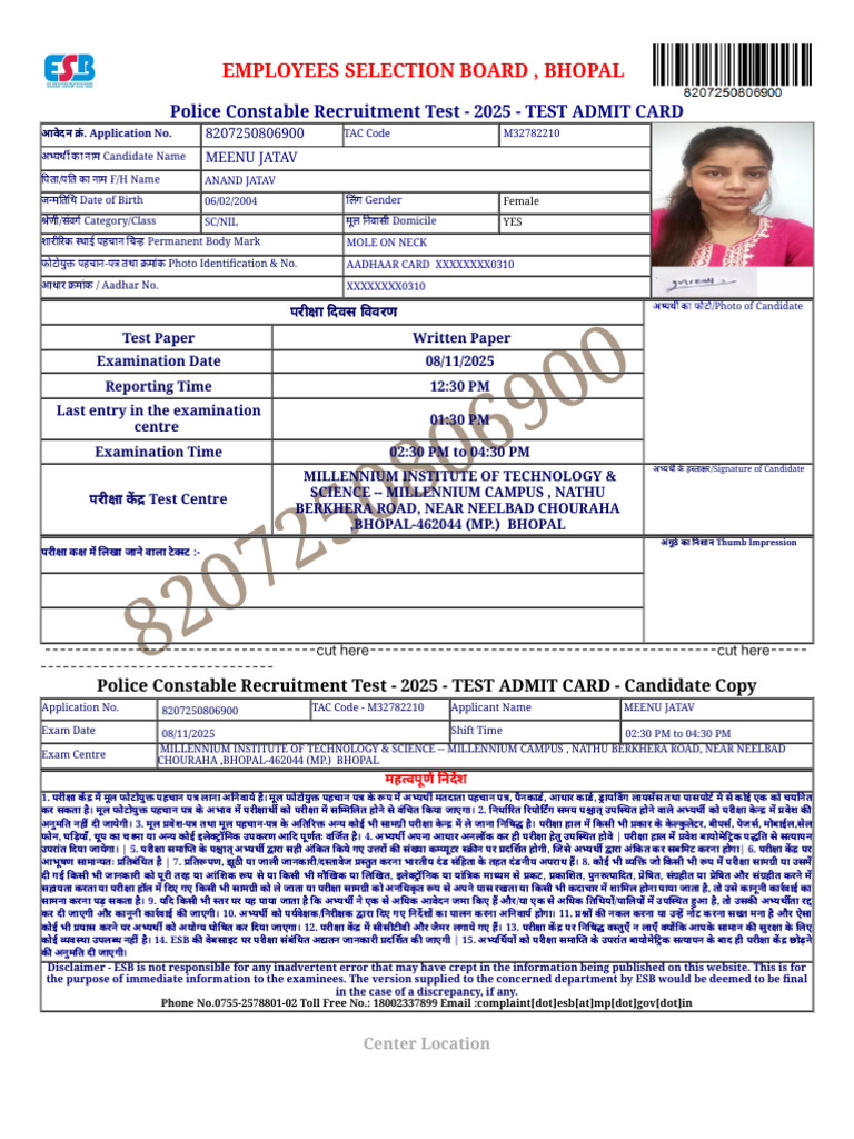 Employees Selection Board, Bhopal | PDF