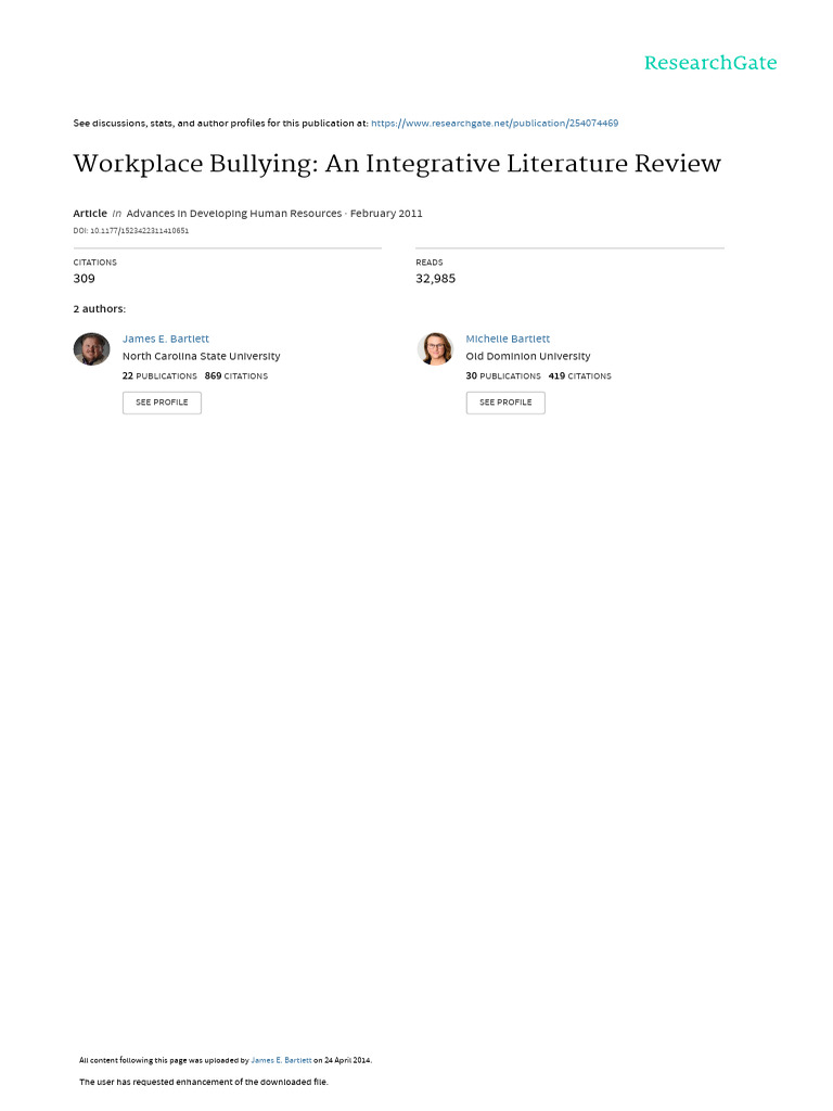 Workplace Bullying An Integrative Literature Revie | PDF | Bullying ...