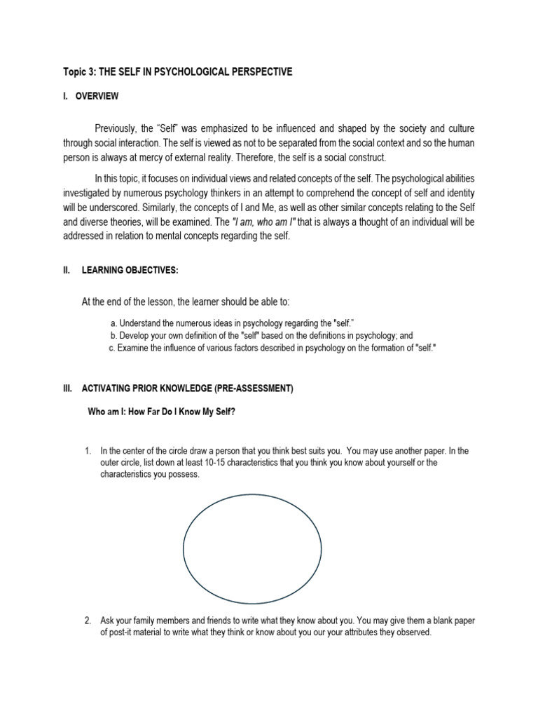 The Self From Psychological Perspectives | PDF | Concept | Self