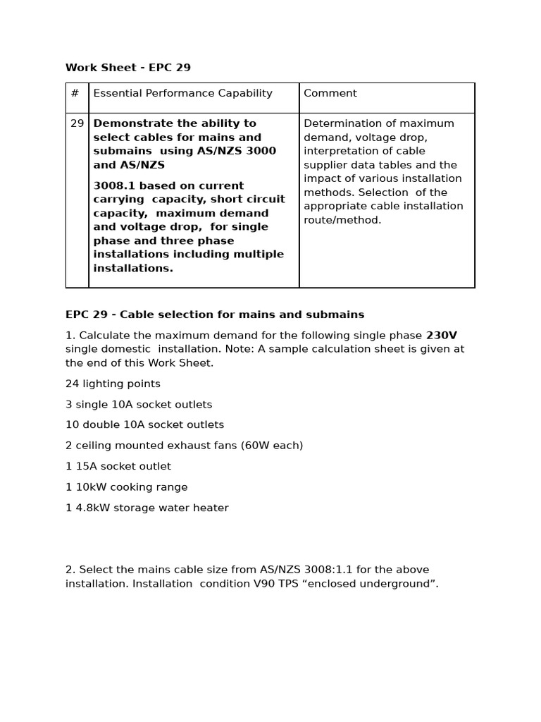 EPC 29 - Cable Selection For Mains and Submains | PDF | Mains ...