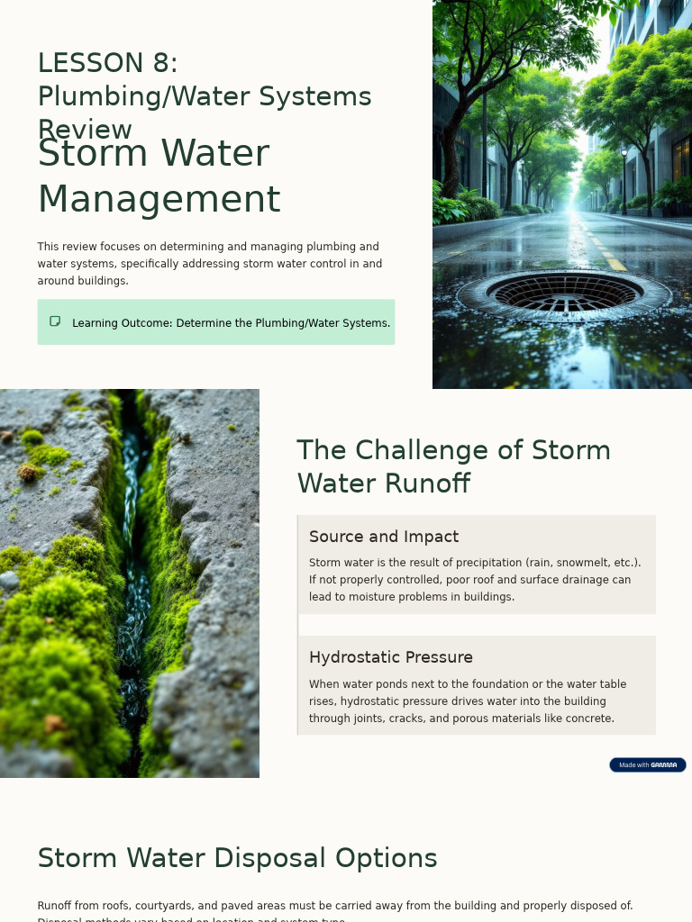 LESSON 8 PlumbingWater Systems Review | PDF | Storm Drain | Sanitary Sewer