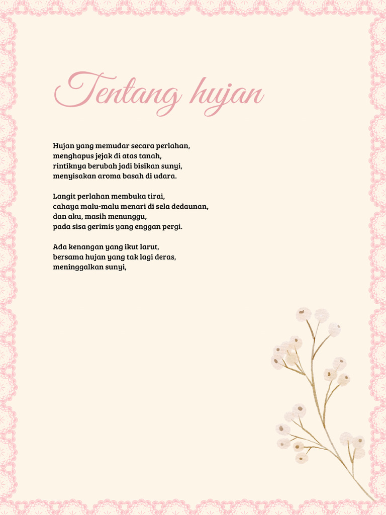 Pink Cute Simple Love Poetry Pages A4 Document PDF | PDF