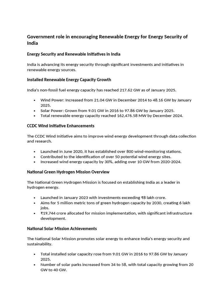 Government Role in Encouraging Renewable Energy For Energy Security of ...