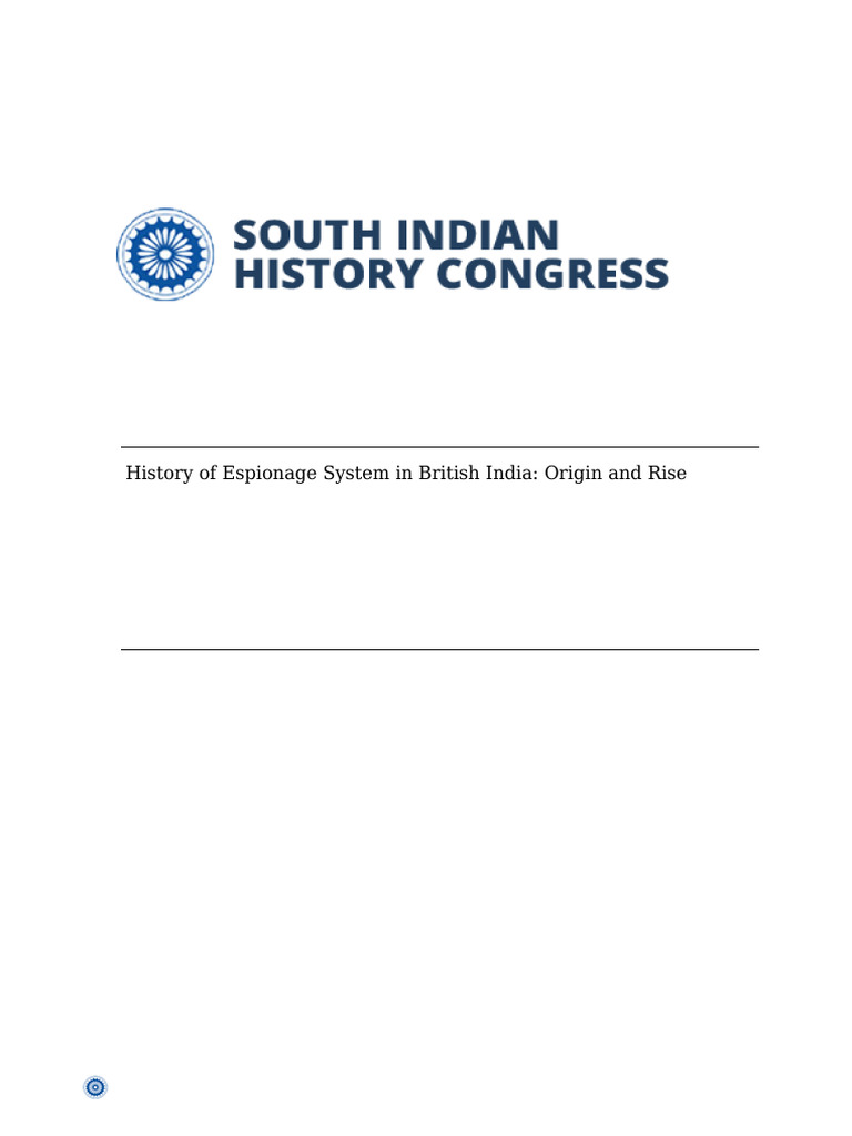 History of Espionage System in British India - Origin and Rise-N ...