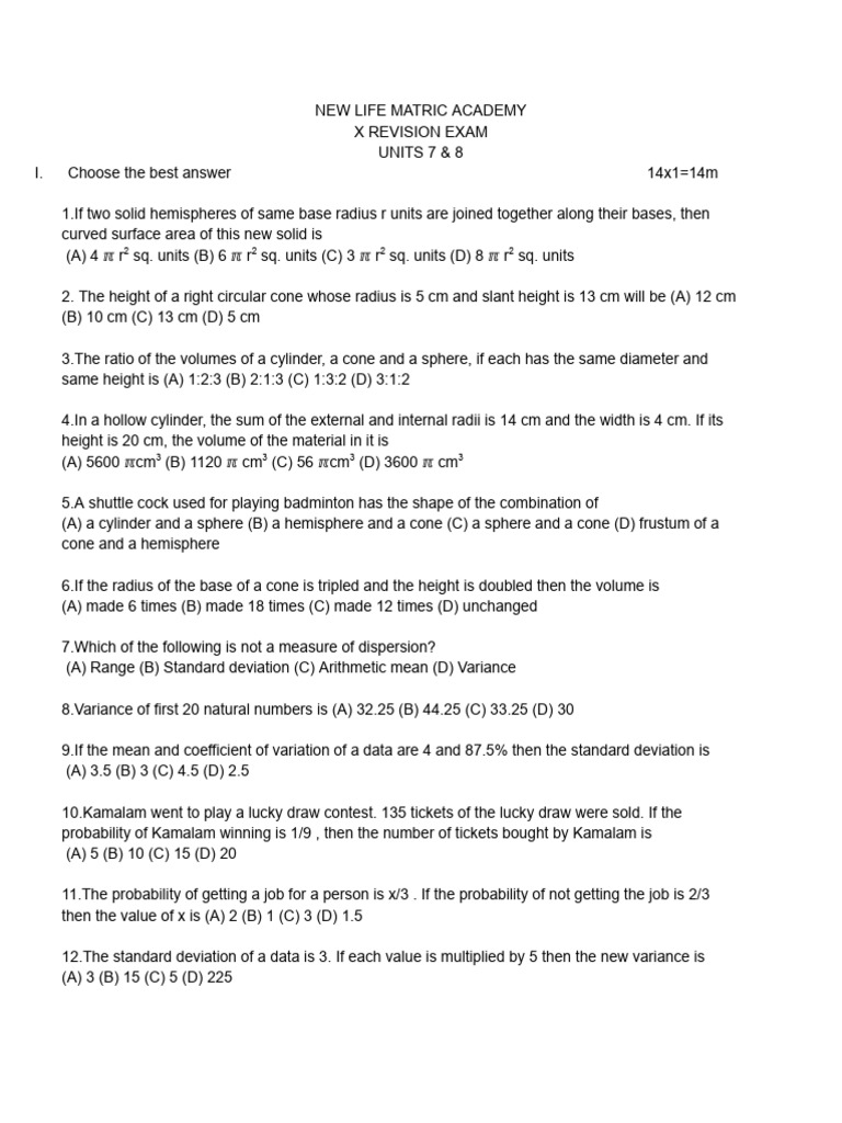 X units 7,8 | PDF | Sphere | Area