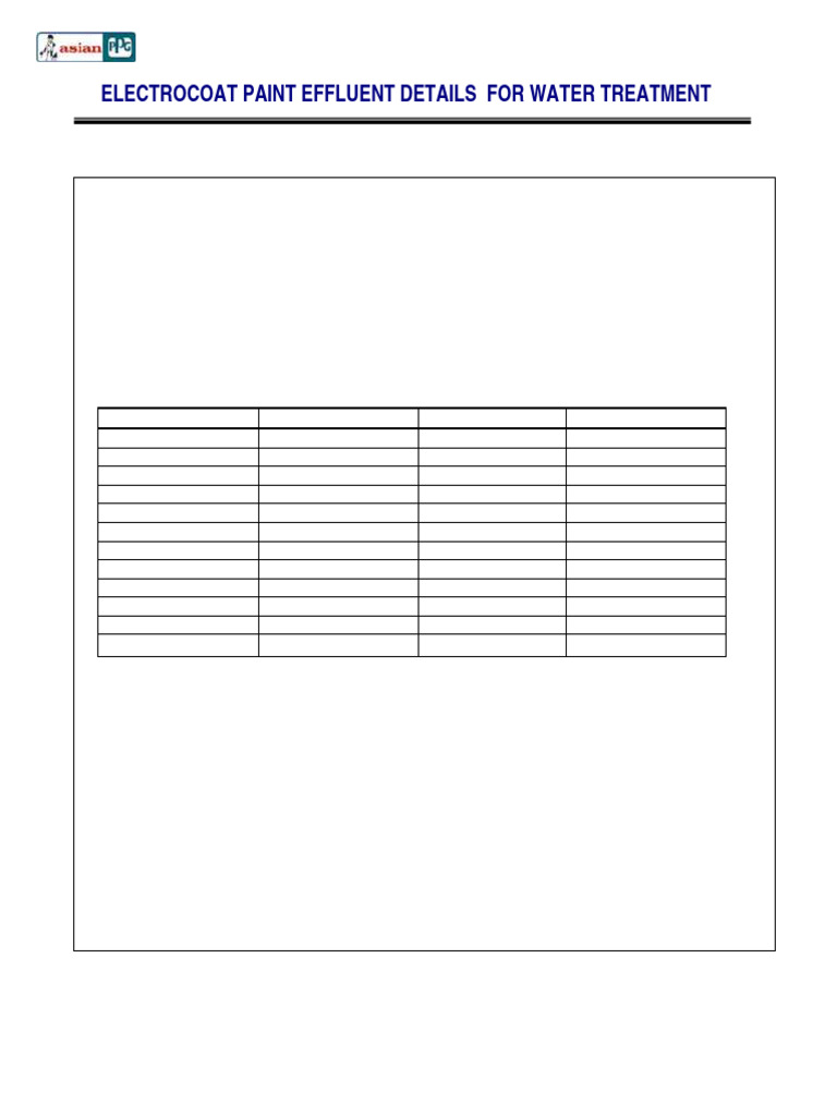 Effluent Details - Electrocoat Paint | PDF