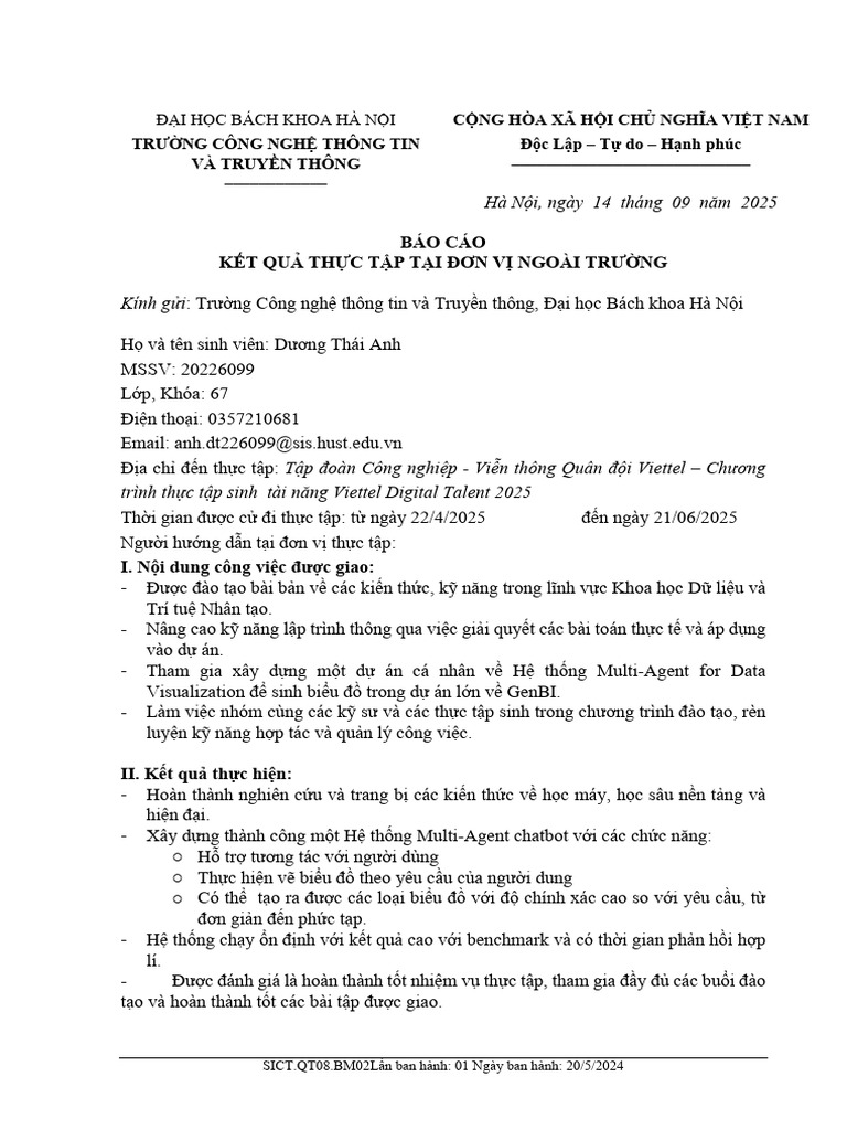 SICT - QT08.BM02 Báo Cáo TTDN - Signed | PDF