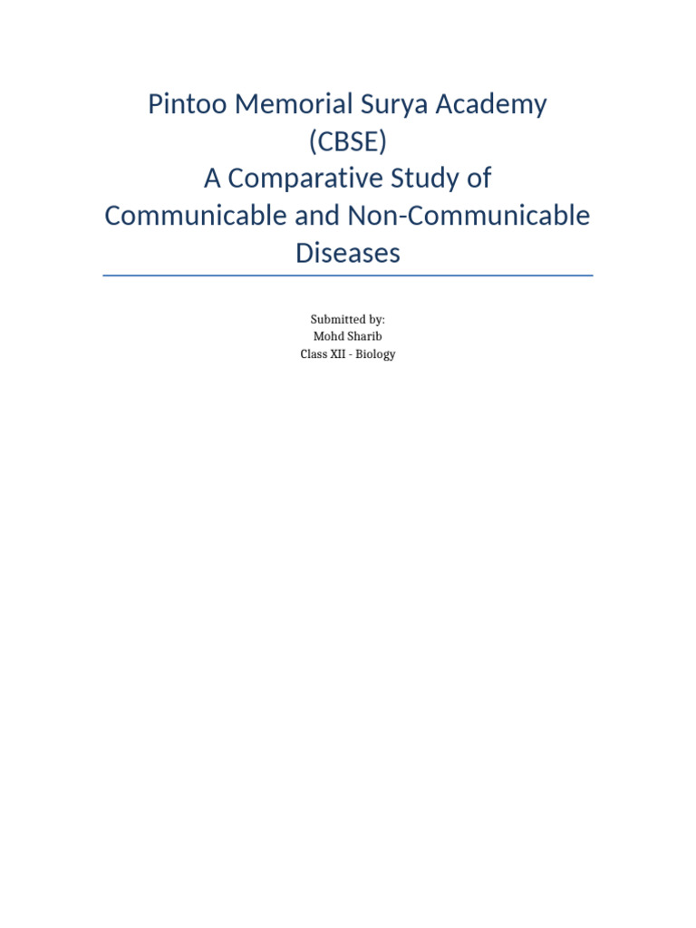 Communicable vs Non-Communicable Diseases | PDF | Non Communicable ...