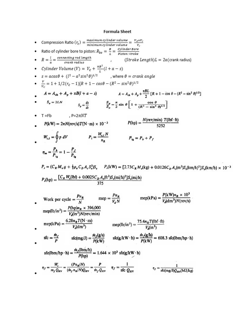 ICE Formula Sheet - Merged | PDF