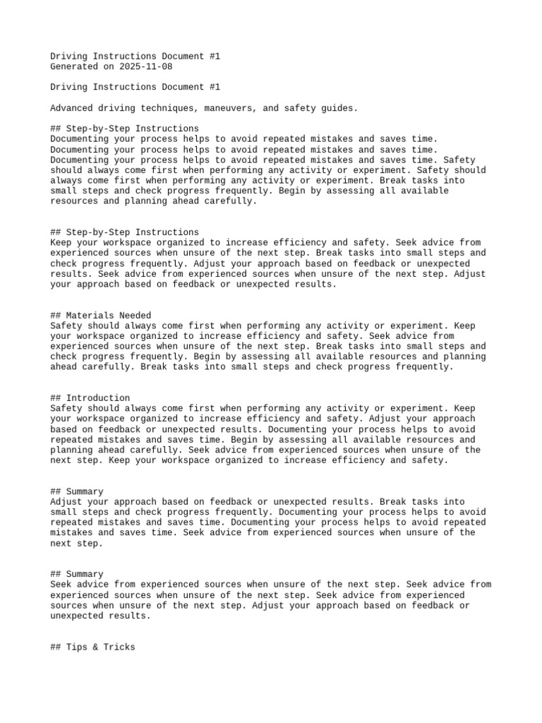 Driving Instructions Doc 5 | PDF