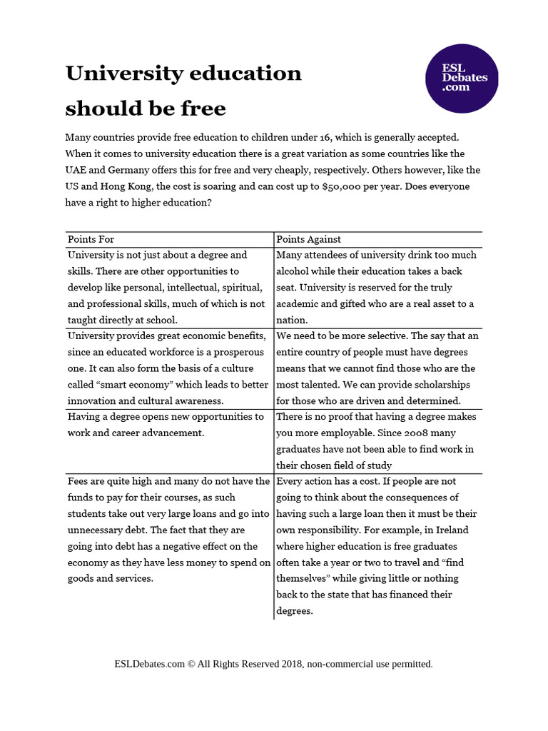 University Education Should Be Free | PDF | University | Economies
