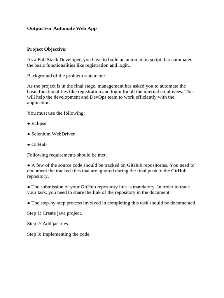 Output For Automate Web App | PDF