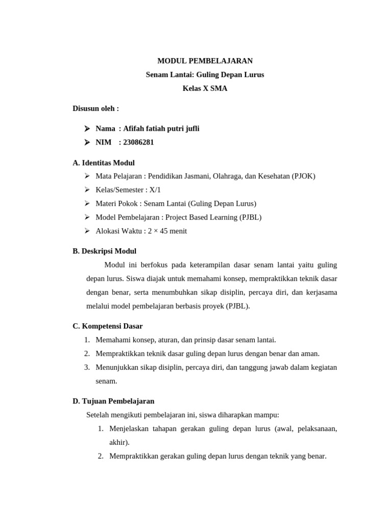 Modul Senam Lantai: Guling Depan Lurus | PDF