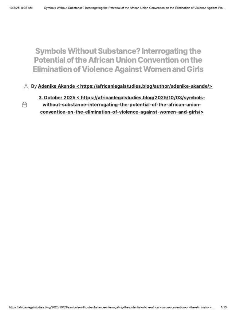 Symbols Without Substance? Interrogating The Potential of The African ...