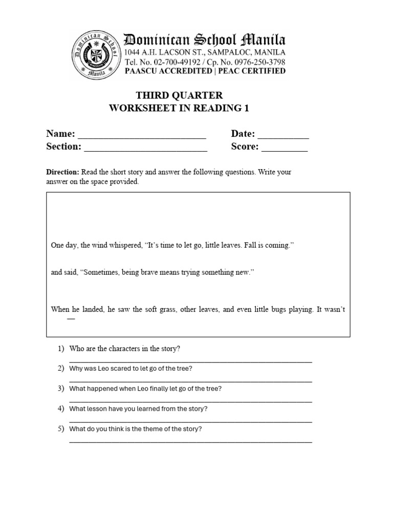 Asynchronous Task (Worksheet in Reading 1) | PDF