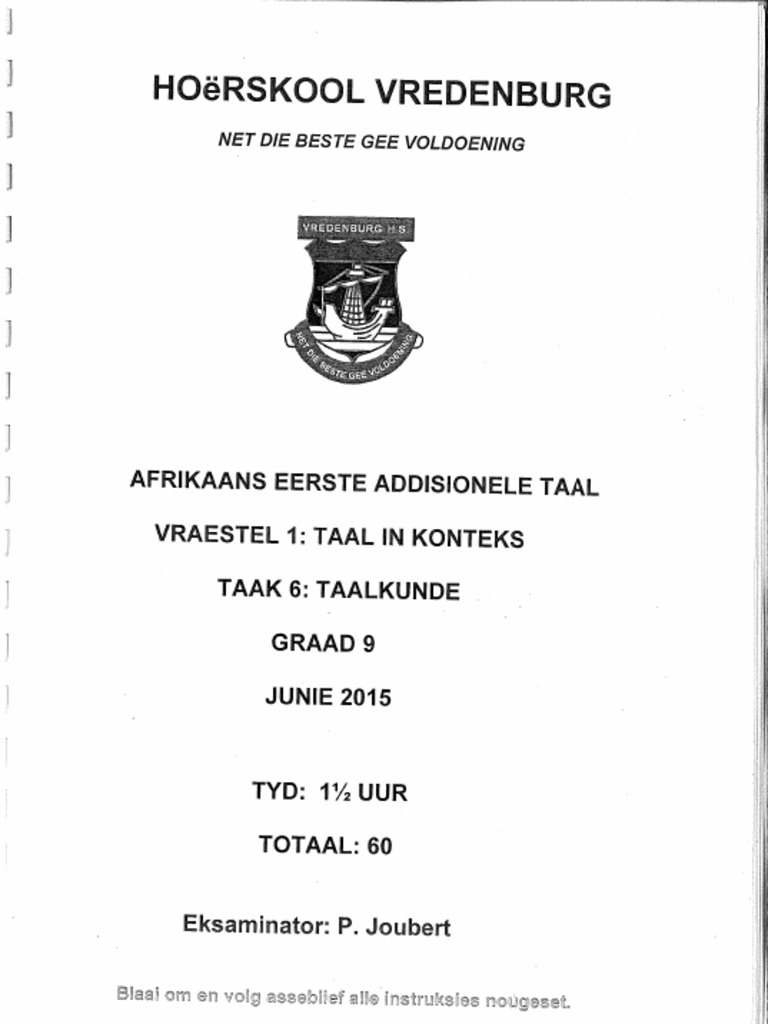 9 Afr EAT Jun 2015 Taal | PDF