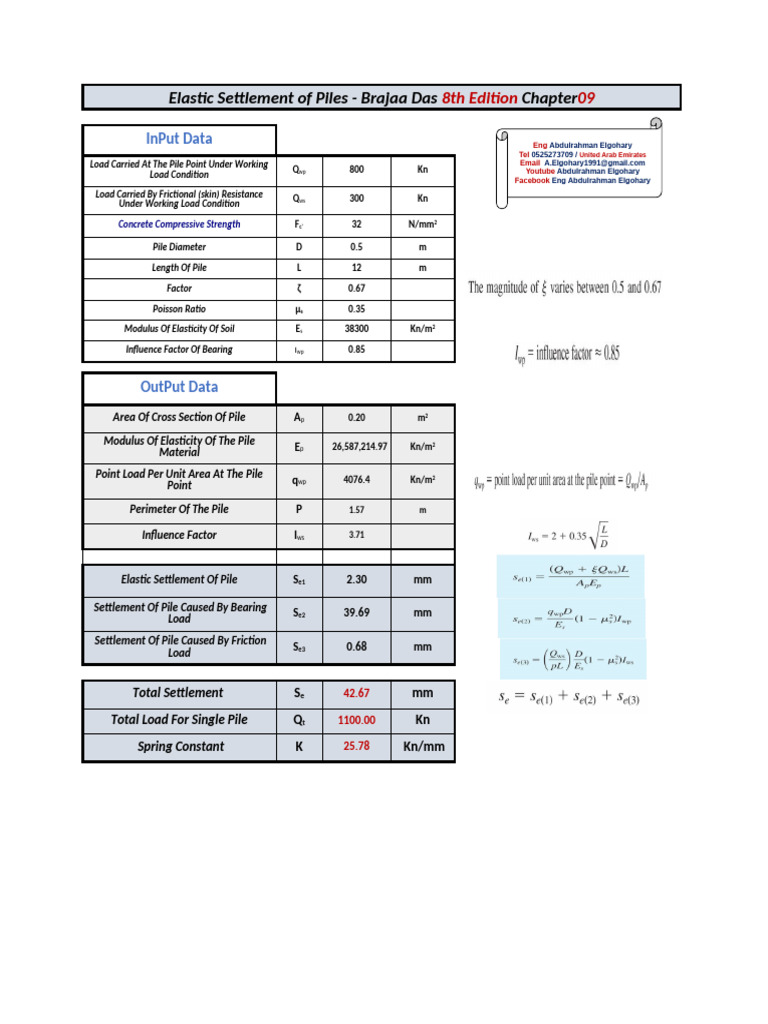 Pile Settlement Analysis and Calculations | PDF