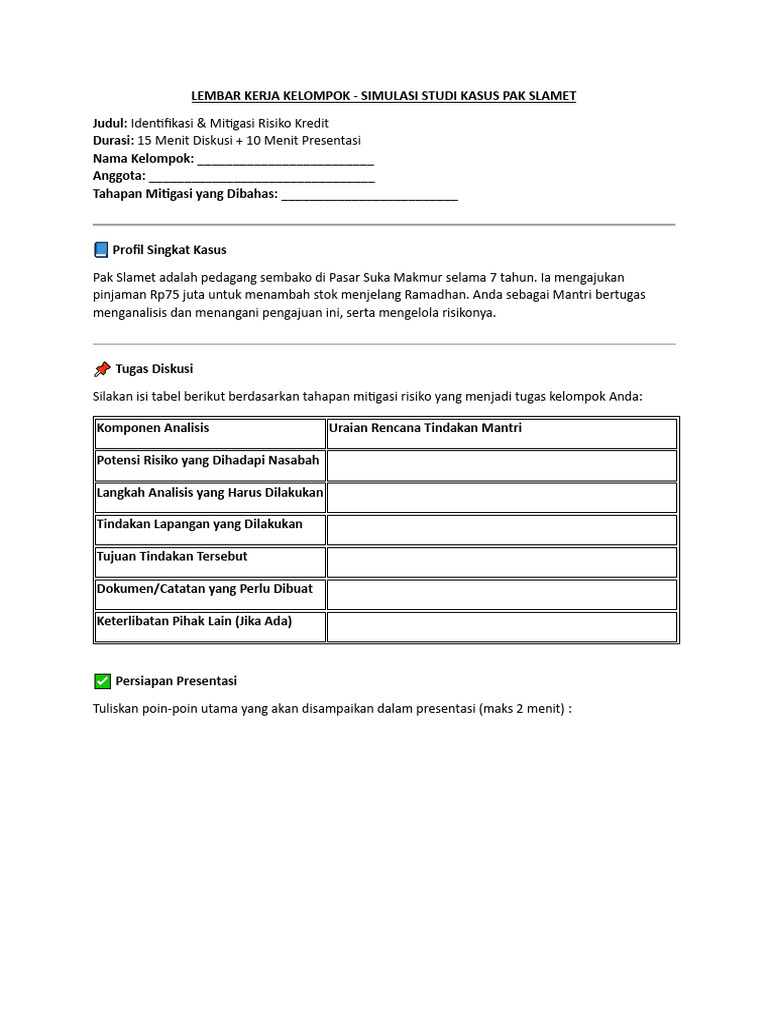 Lembar Kerja Kelompok - Studi Kasus | PDF