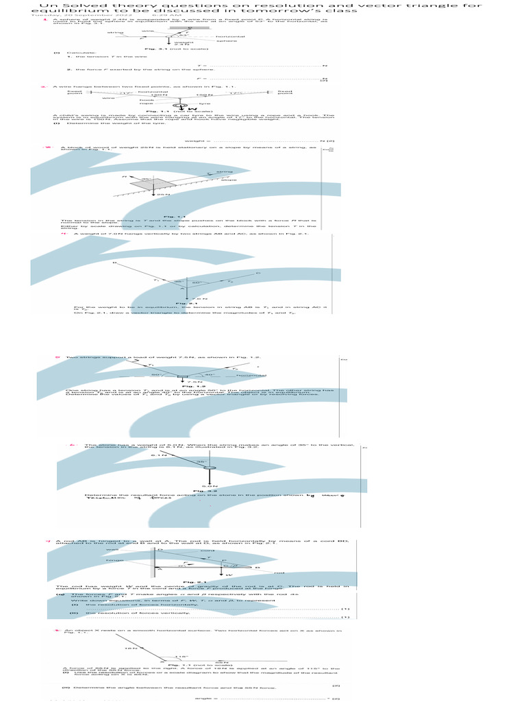 Un Solved Theory Questions On Resolution and Vector Triangle For ...